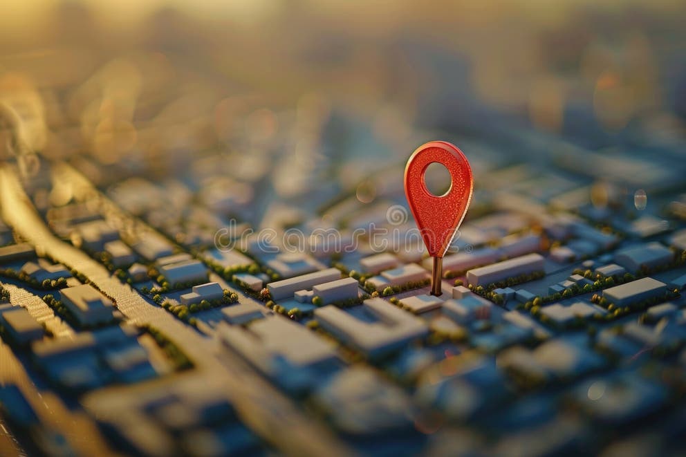 A Small Red Pin Sits Atop a Map, Marking a Location Stock Image - Image ...
