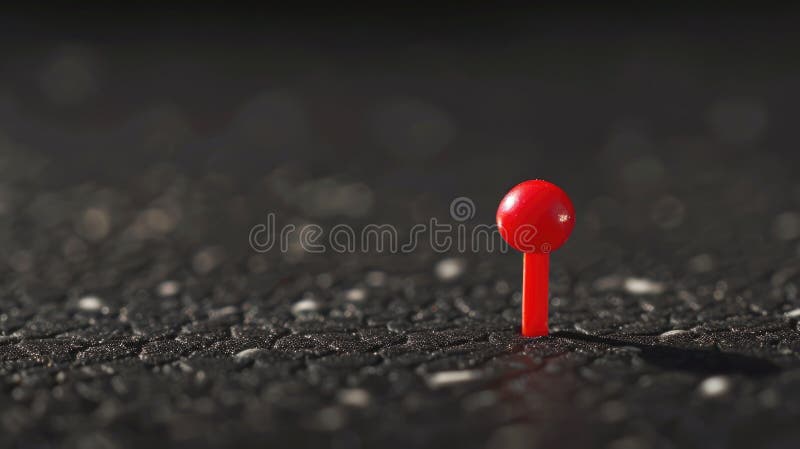 A Small Red Pin Sits on Top of a Dark-colored Surface, with No ...