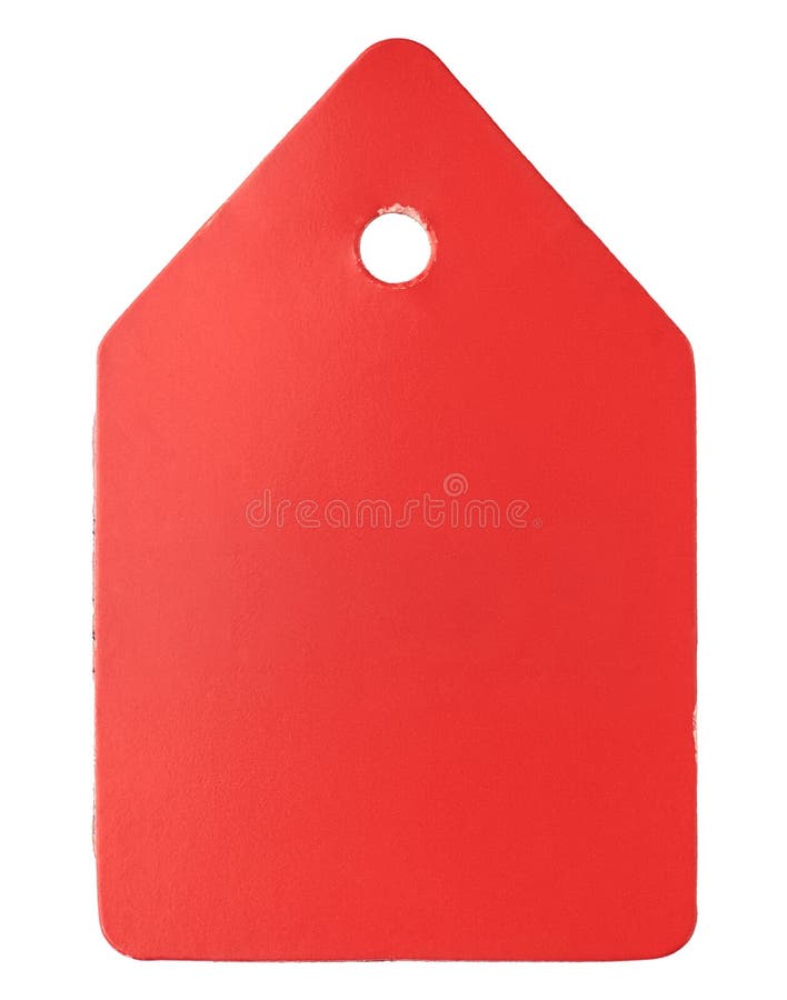 Small Red Price Tag with Hanging Hole Isolated Stock Photo - Image of ...