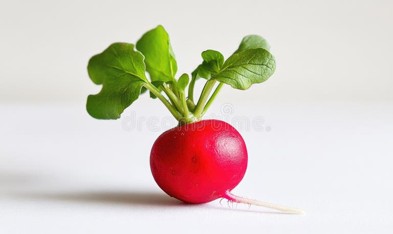 A Small Red Radish with a Green Leaf on Top Stock Photo - Image of ...