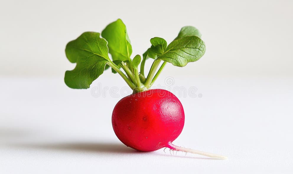 A Small Red Radish with a Green Leaf on Top Stock Photo - Image of ...