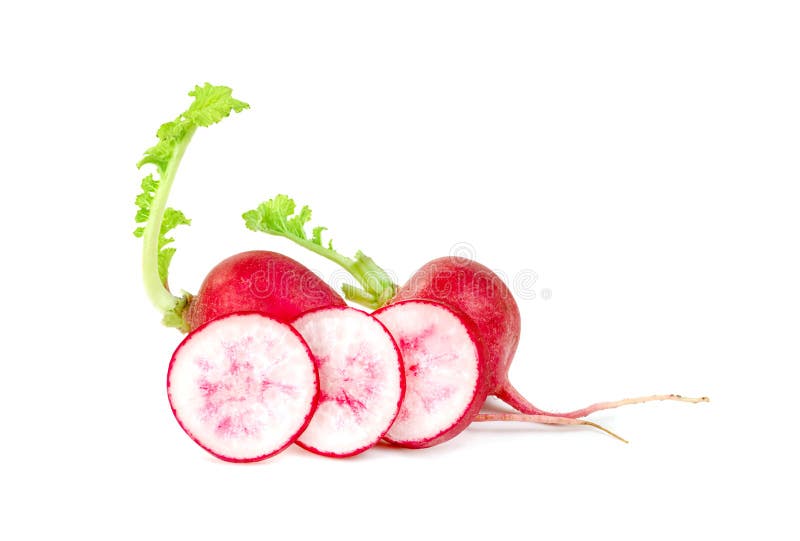 Sliced Small Red Radish Isolated on White Background Stock Image ...