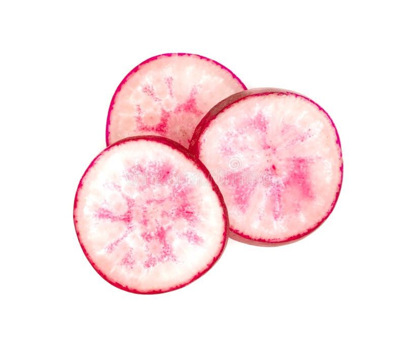 Sliced Small Red Radish Isolated on White Background Stock Image ...