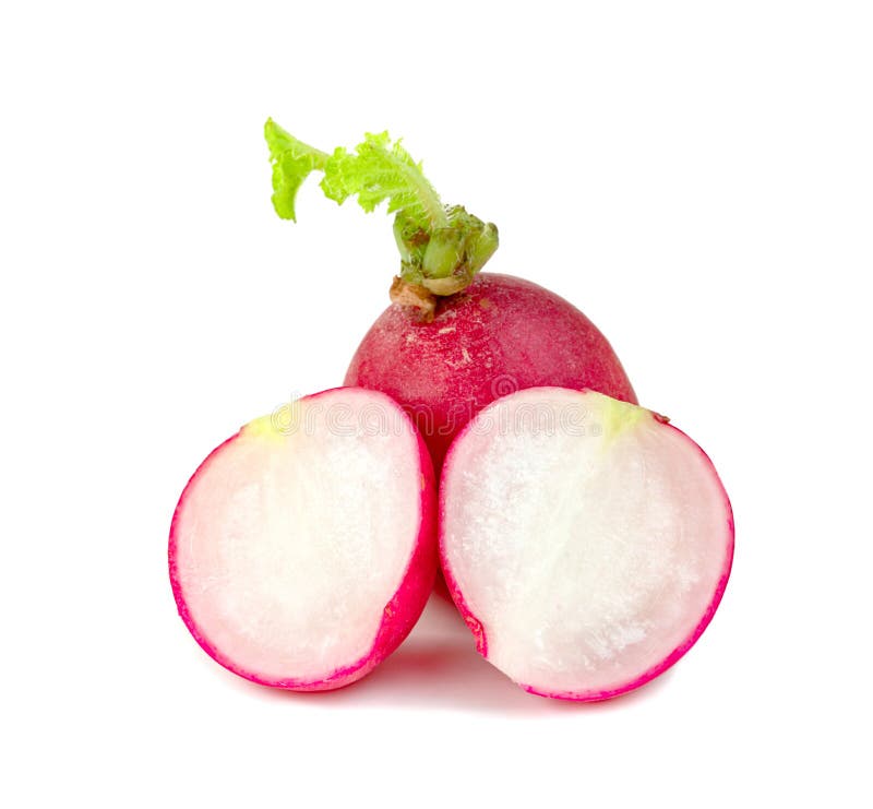 Sliced Small Red Radish Isolated on White Background Stock Image ...