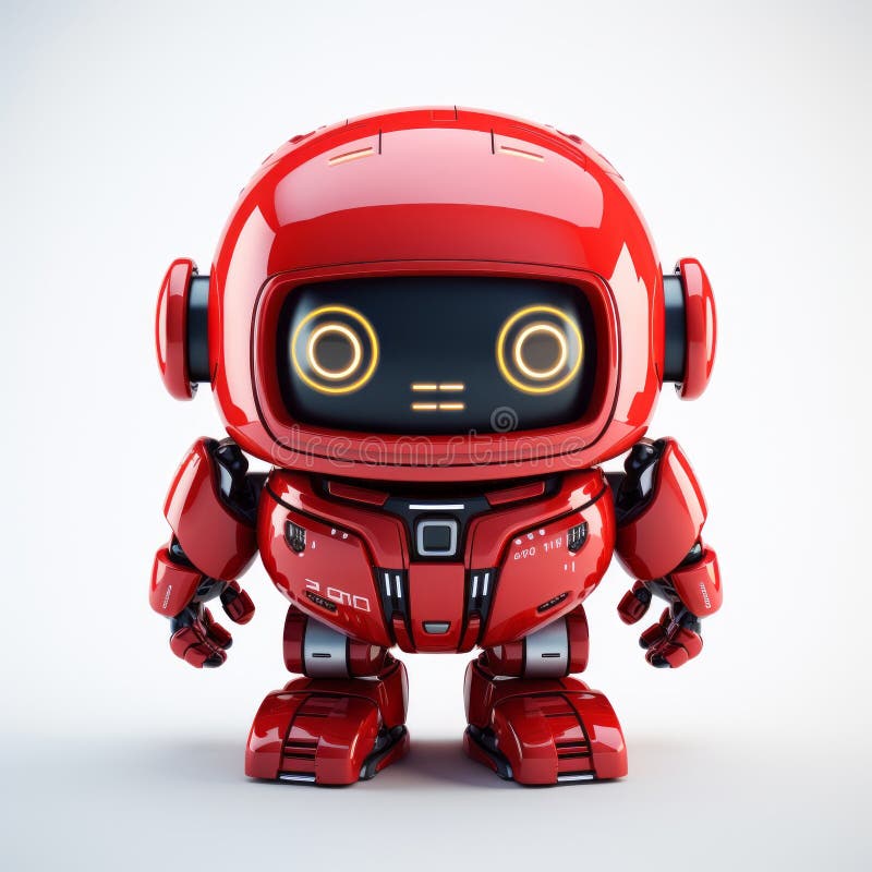 Innovative 3d Render of a Charming Red Robot with Clean and Streamlined ...