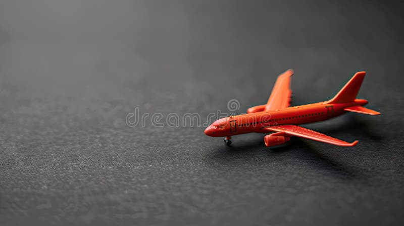 A Small Red Toy Airplane is Sitting on a Grey Surface Stock Image ...