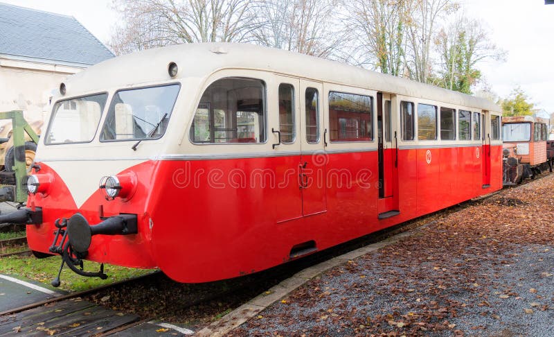 Small Red and White French Train Stock Image - Image of railroad ...