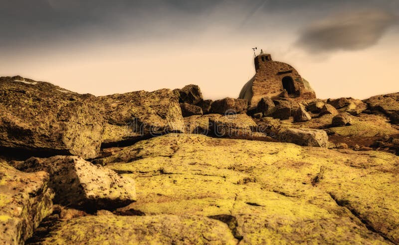 Small Refuge in High Mountains Stock Image - Image of hideaway, nature ...