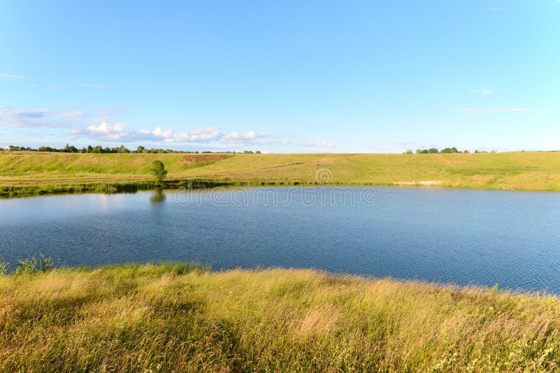 Small Reservoir in a Ravine on a Summer Evening Stock Image - Image of ...
