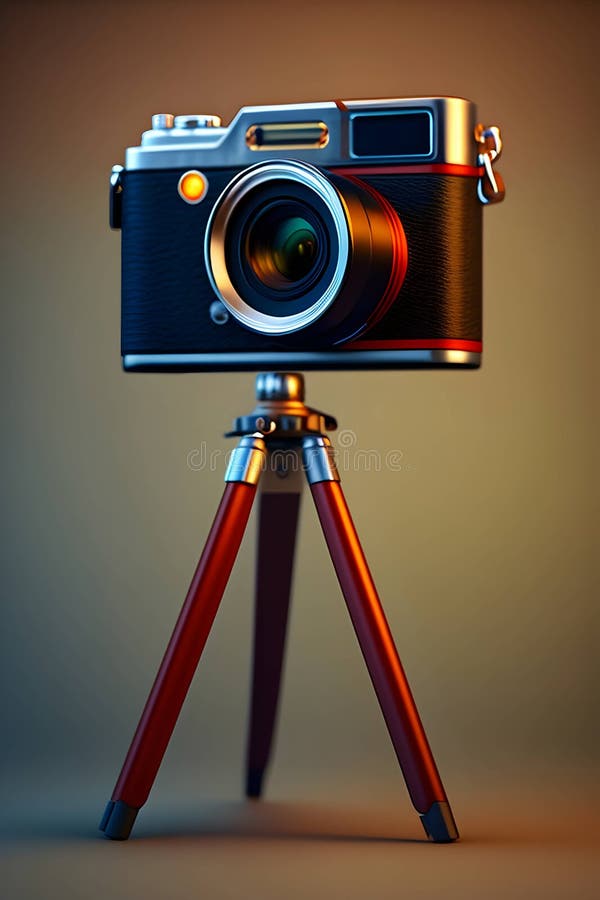 A Small Retro Camera on a Tripod. Stock Illustration - Illustration of ...