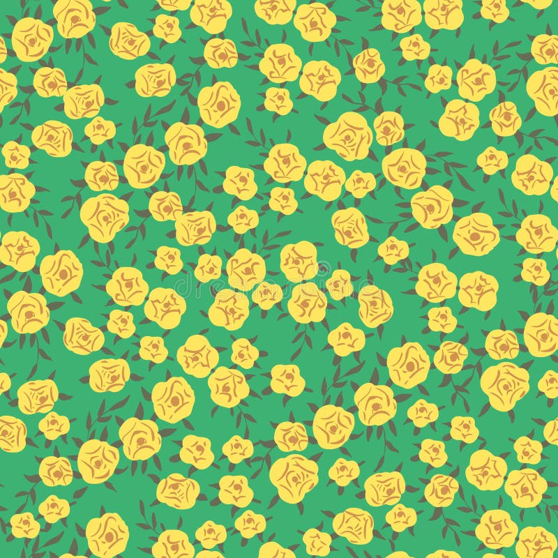 Small Retro Rose Flower Illustration Motif Seamless Repeat Pattern ...