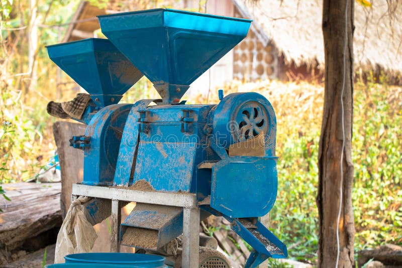 Small Rice Mill Machine after Work in the Farm, Stock Image - Image of ...