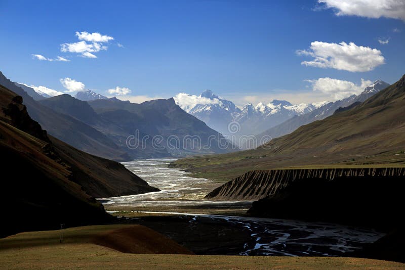 Small River Across Mountain Valley at Northern India Stock Photo ...