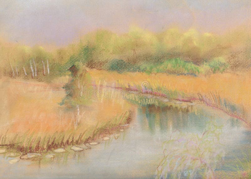 Small River in the Rainforest Stock Illustration - Illustration of hill ...