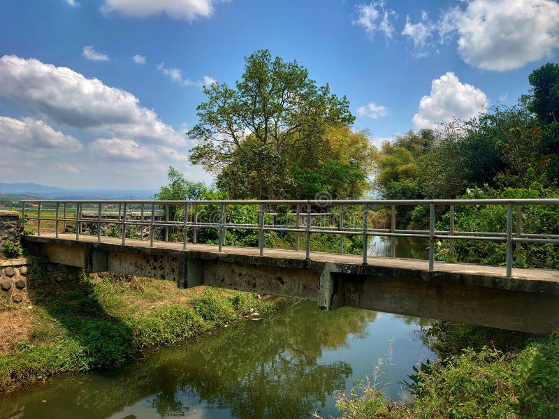 A Small River Bridge Connects the Rice Fields and the Village Stock ...