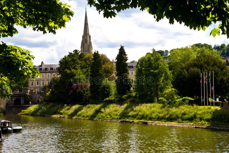 The Small River and the Church in Bath,London Stock Image - Image of ...