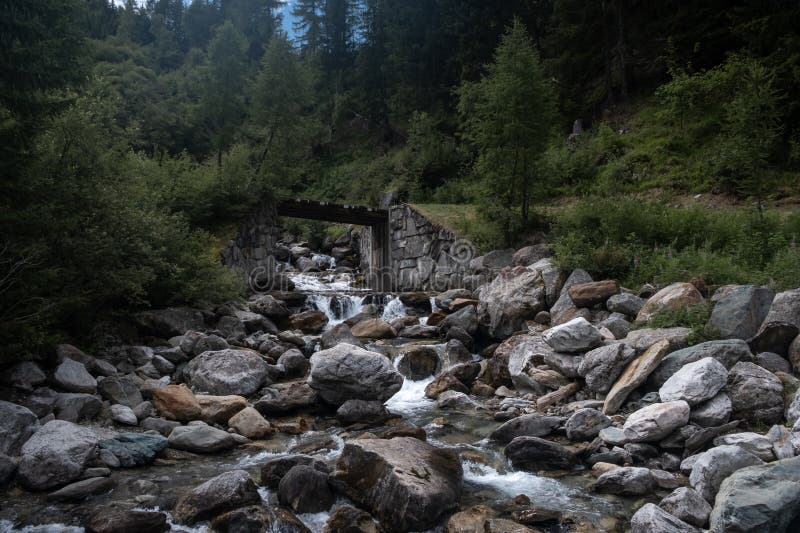 Small River Down the Mountain in the Alps Stock Photo - Image of green ...