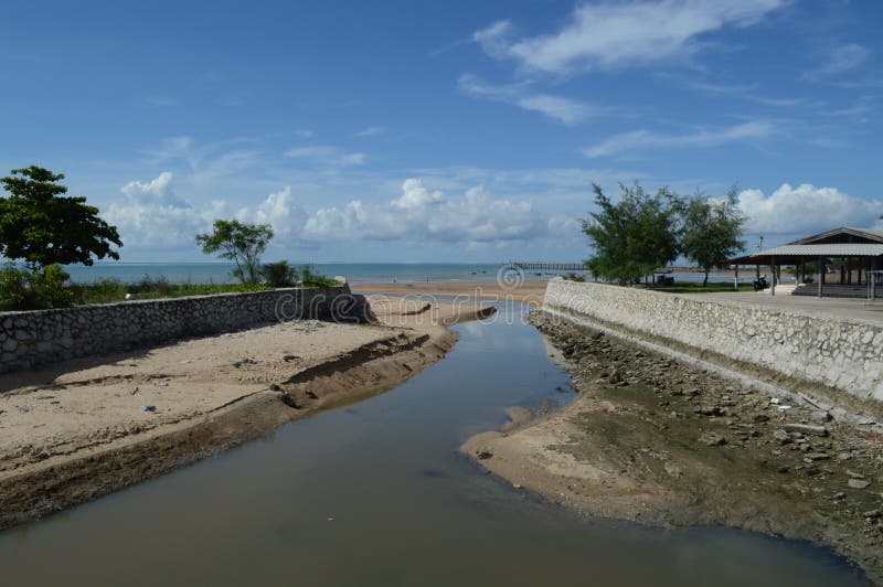 Small River Flowing into the Ocean Stock Image - Image of tributary ...