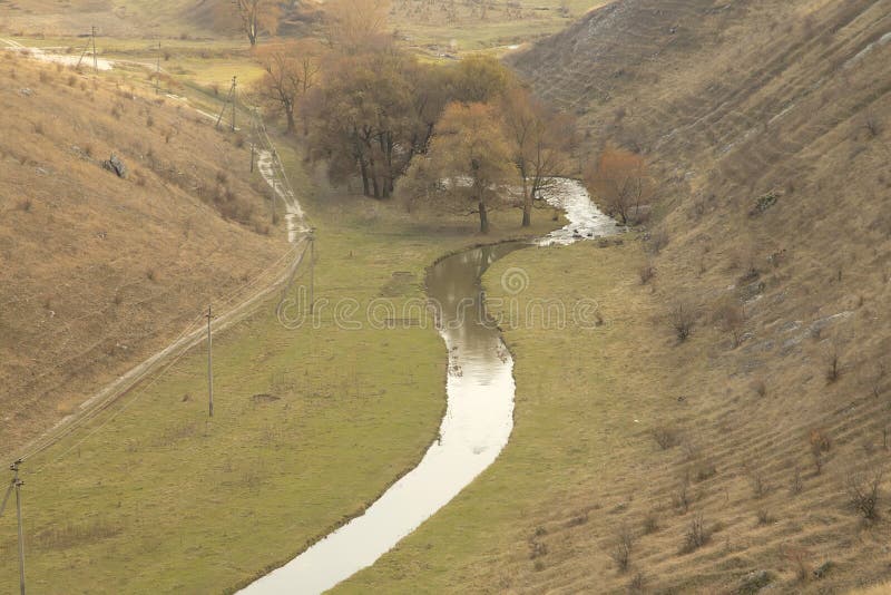 Small River and Hills in Prairie Stock Photo - Image of view, hill ...
