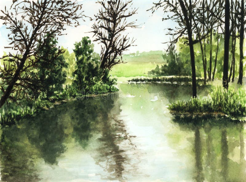 Small river meander stock illustration. Illustration of paper - 261176592