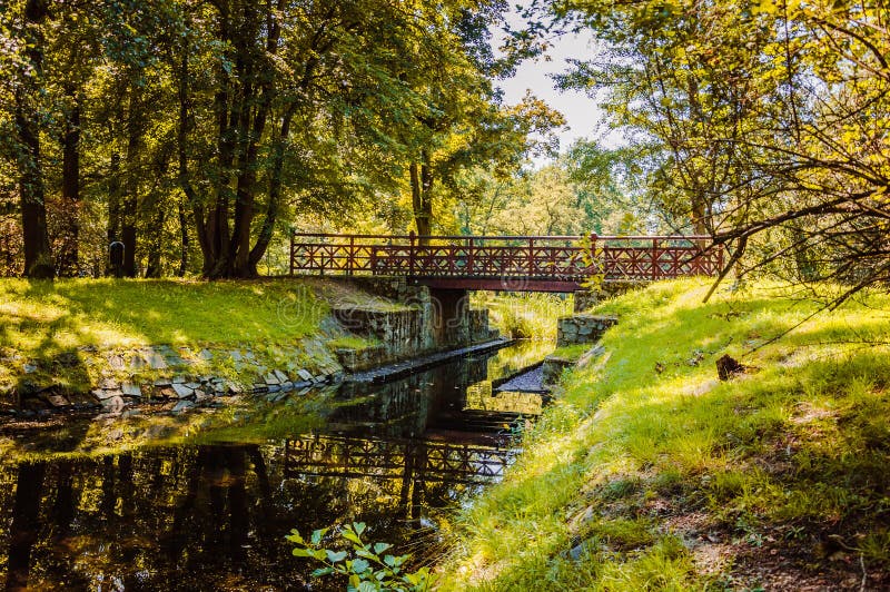 Small Bridge Over the River in the Park in Summer Stock Photo - Image ...