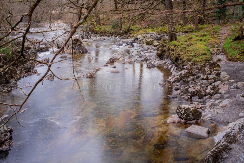 A Small River in the Mountains with Clear Water in Wales UK Stock Image ...