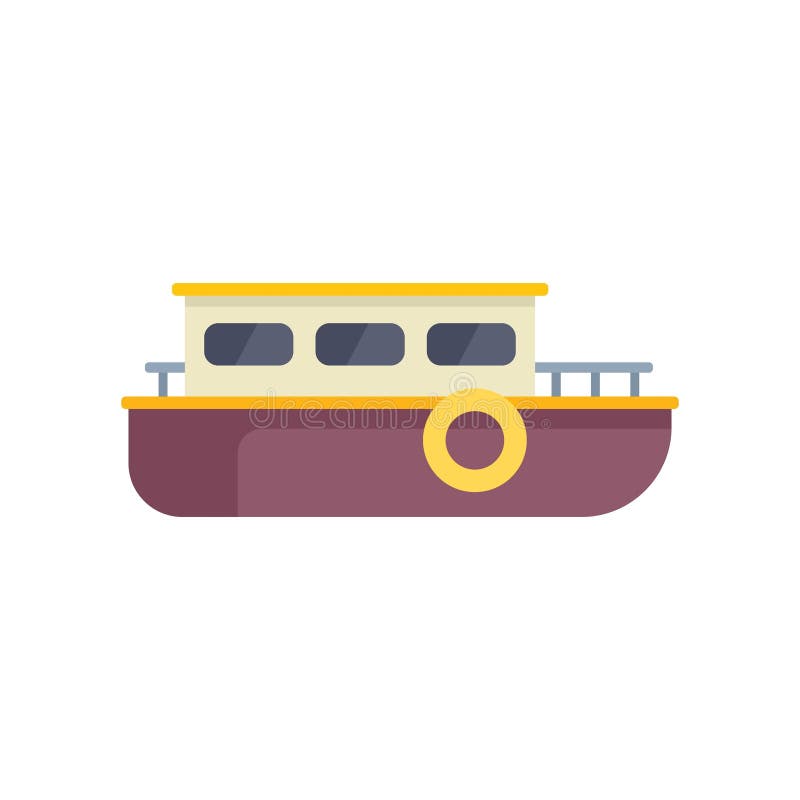 Small River Passenger Ship with Lifebuoy Floating on Water Surface ...