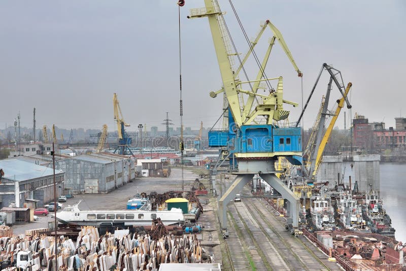 Small river port stock image. Image of industry, crane - 61947265