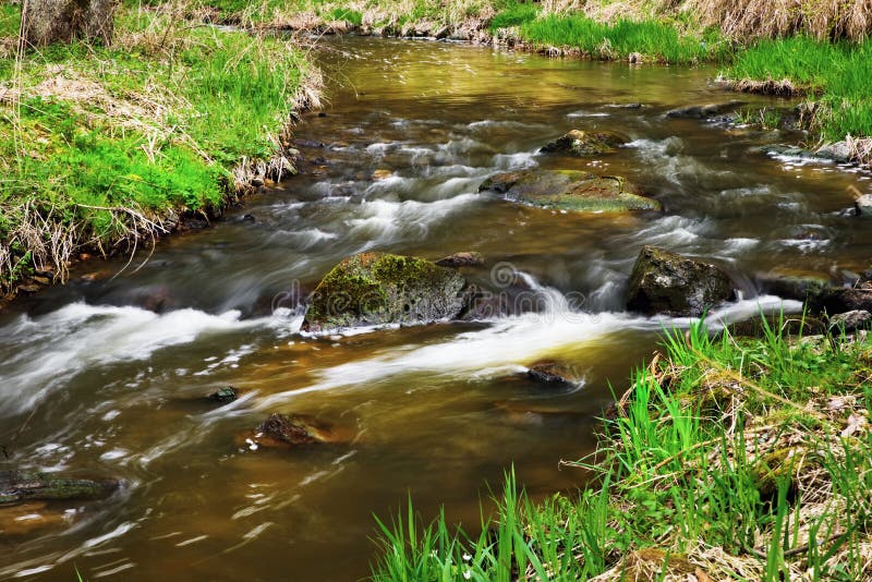 Small river with rapids. stock image. Image of growth - 91773547