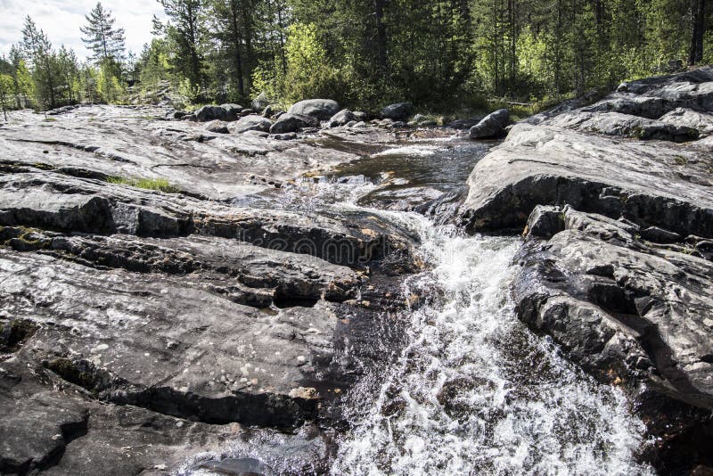 Small River on Rocks in the Forest. Stock Image - Image of outdoor ...