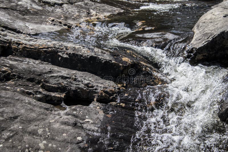 Small River on Rocks in the Forest. Stock Image - Image of falls ...