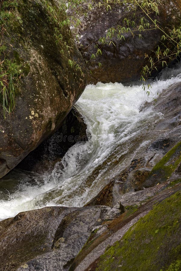River Running through Stone Cave in Carrancas Rainforest Stock Photo ...