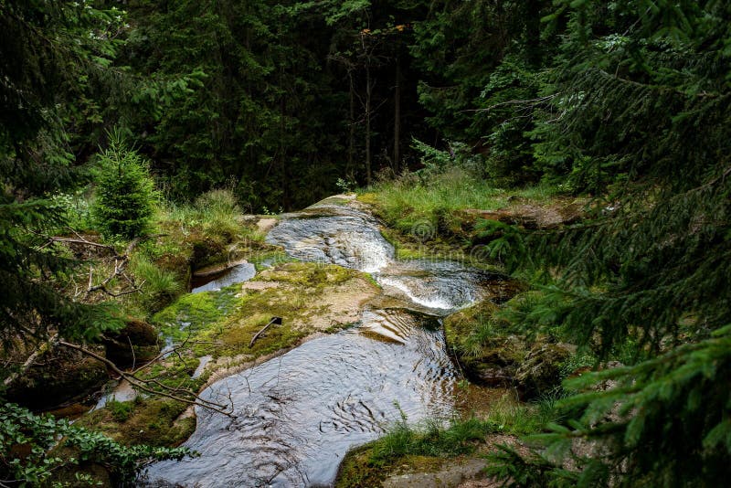 A Small River Stream Flowing Over the Top of Kamieniczka Waterfall ...