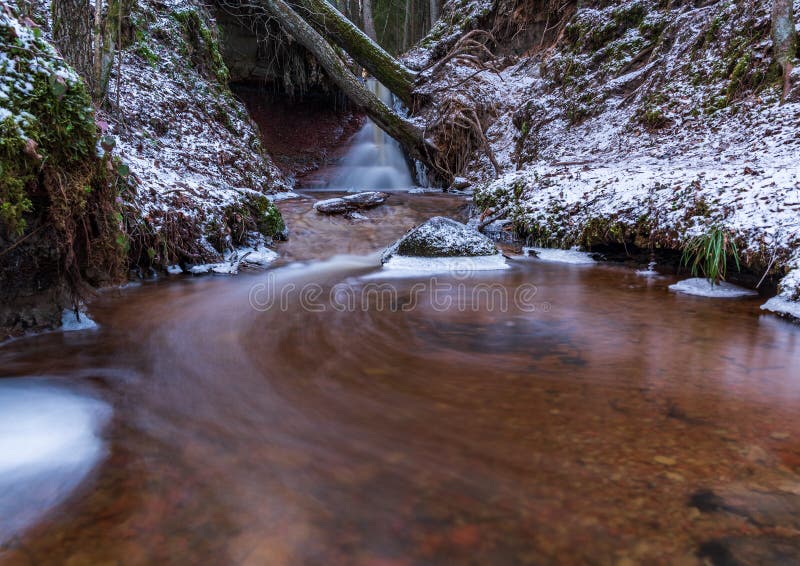 Small River Waterfall in the Forest Stock Photo - Image of natural ...