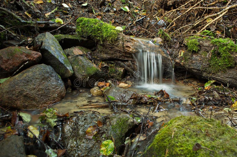 Small River with Woods, Rocks and Waterfall Stock Image - Image of ...
