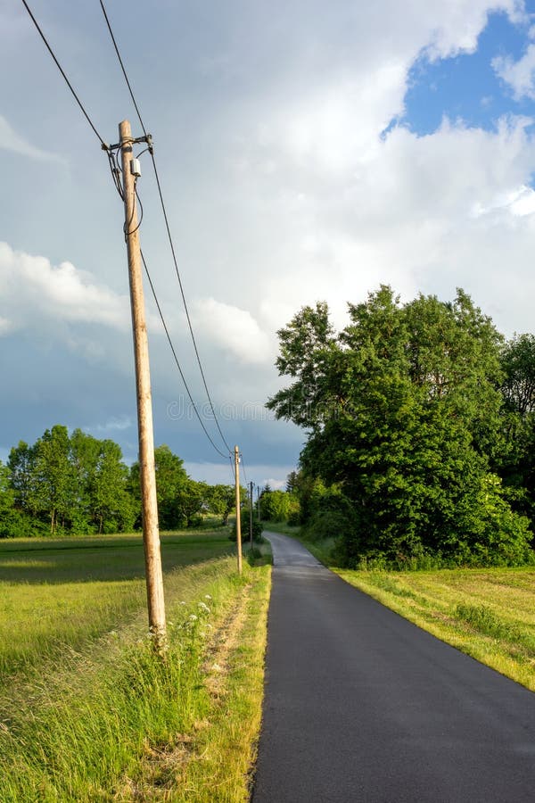 Road on the Countryside with Field and Trees Stock Photo - Image of ...