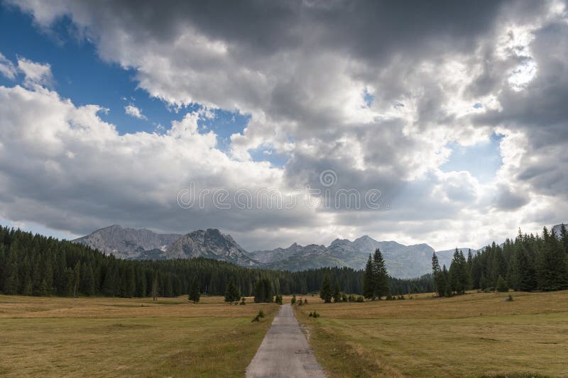 Road and Durmitor Mountain Range Stock Image - Image of mountains ...
