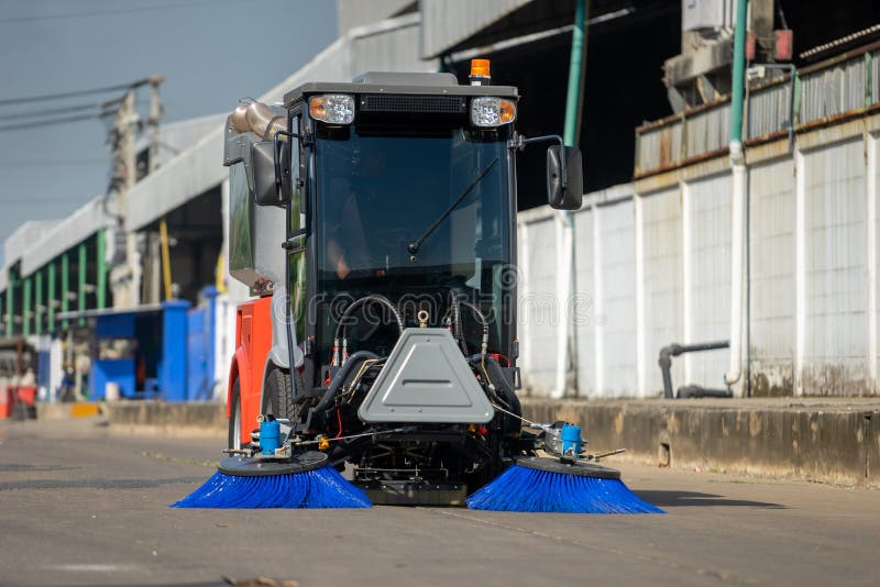 Road Sweeper Working on the Road Stock Image - Image of machine ...