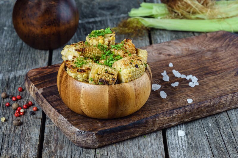 Small Roasted Corn on the Cob Stock Photo - Image of background ...