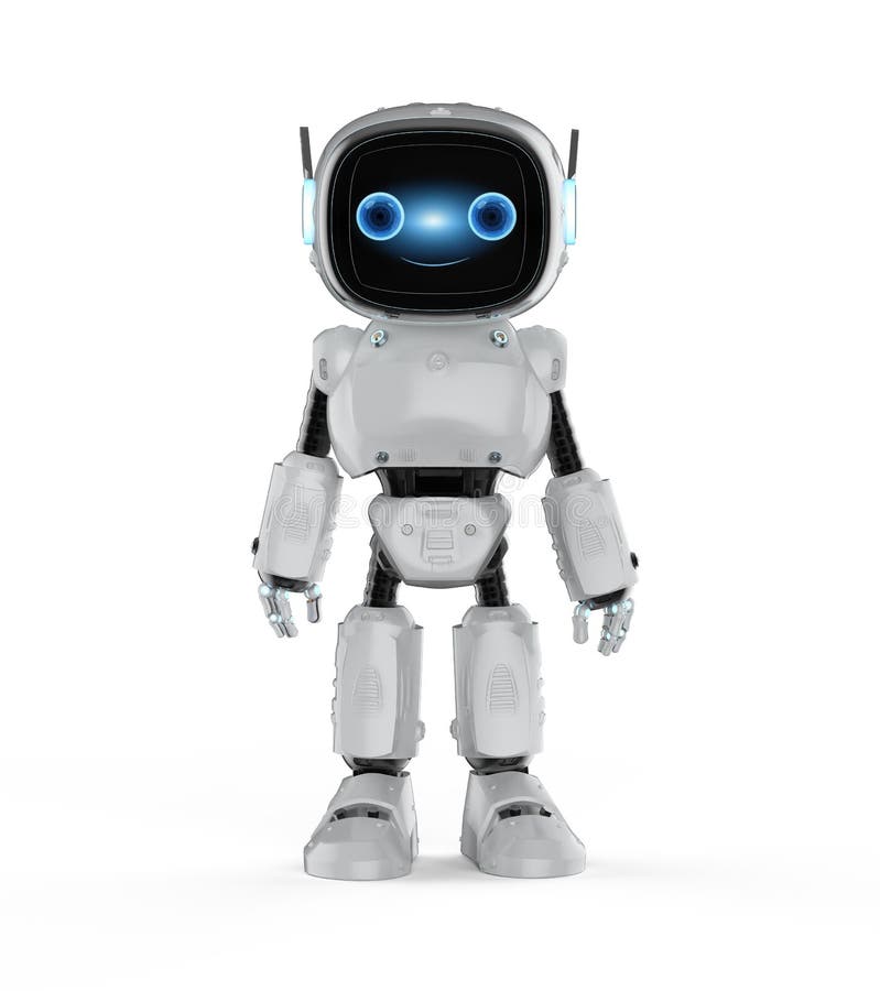 Small Robot Assistant Full Length Stock Illustration - Illustration of ...
