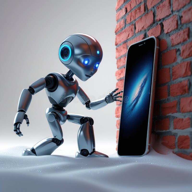 Small Robot Standing in the Computer Stock Image - Image of small ...