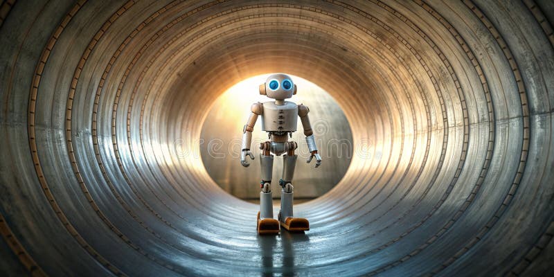 A Small Robot Floats in a Large Pipe Creative AI Stock Photo - Image of ...
