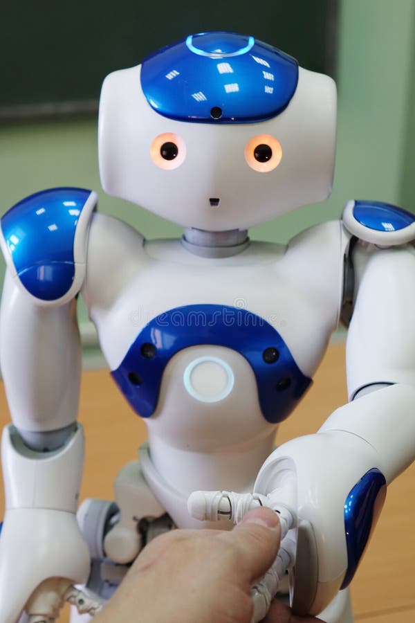 A Small Robot with a Human Face and a Humanoid Body. Artificial ...