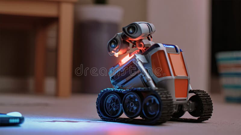 A Small Robot with a Humanoid Body on an Isolated Green Background ...