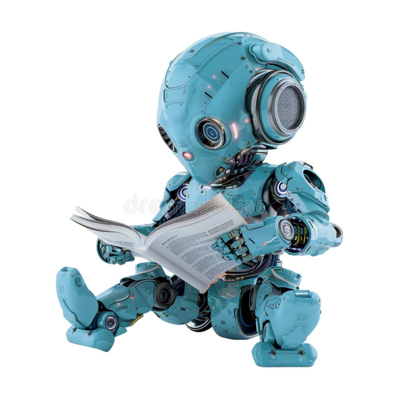 Robot Reading a Book Made with Generative AI. Machine Learning Techno ...