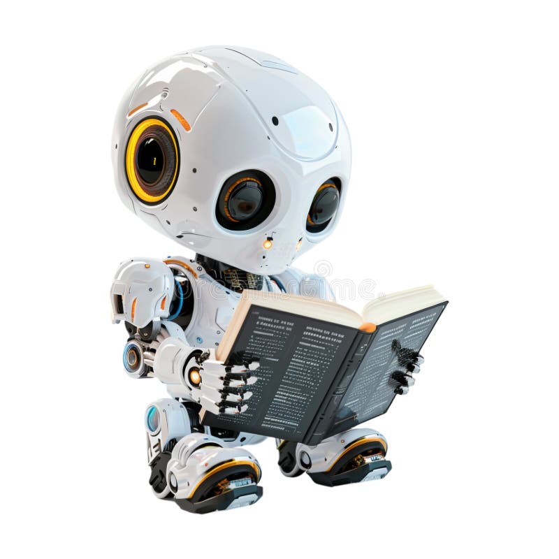 Robot Reading a Book Made with Generative AI. Machine Learning Techno ...