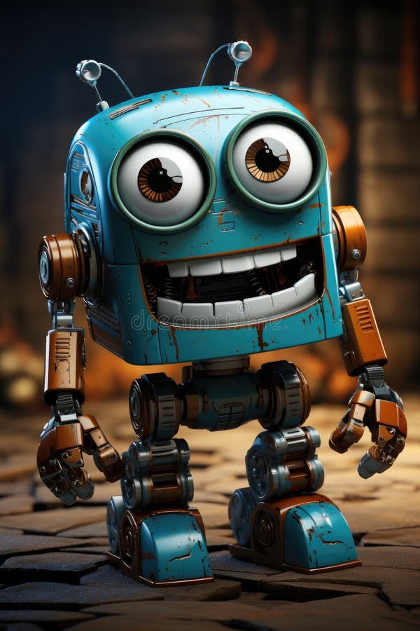 Small Robot with Smiling Face Stock Illustration - Illustration of ...
