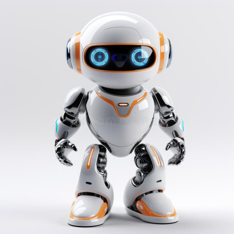 Small Robot on a White Background Stock Illustration - Illustration of ...