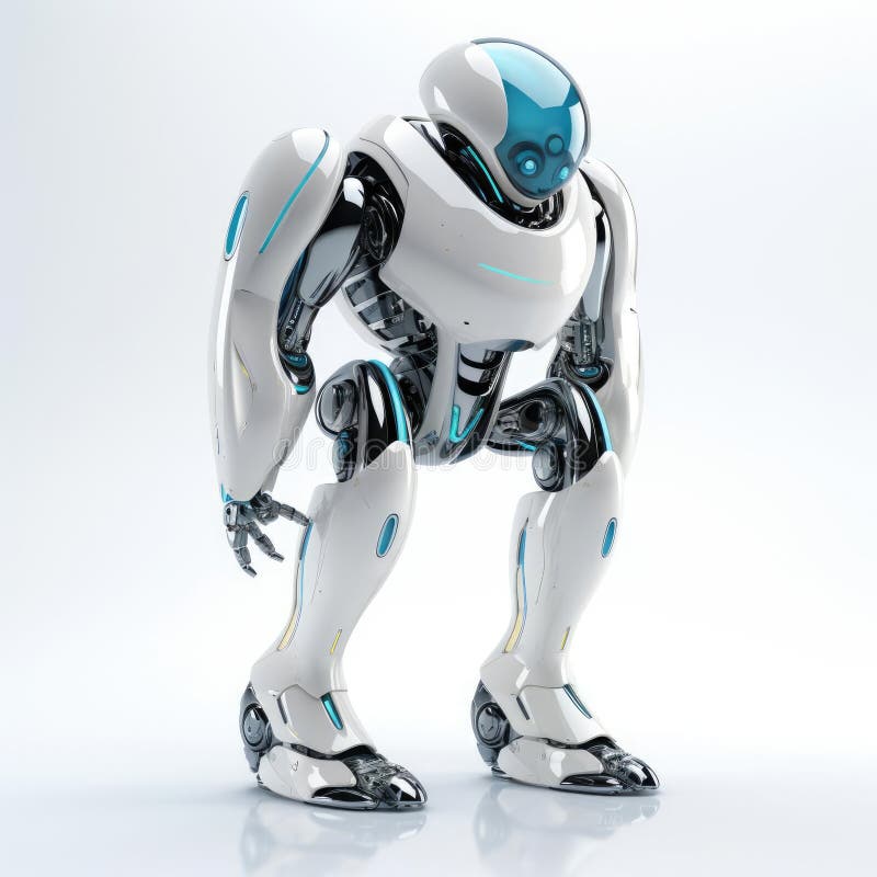 Small Robot on a White Background Stock Illustration - Illustration of ...