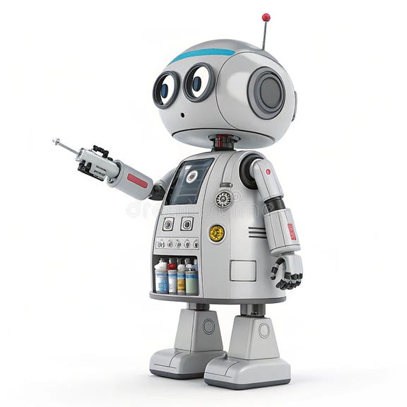 Small Robotic Lab Assistant Stock Illustration - Illustration of clinic ...